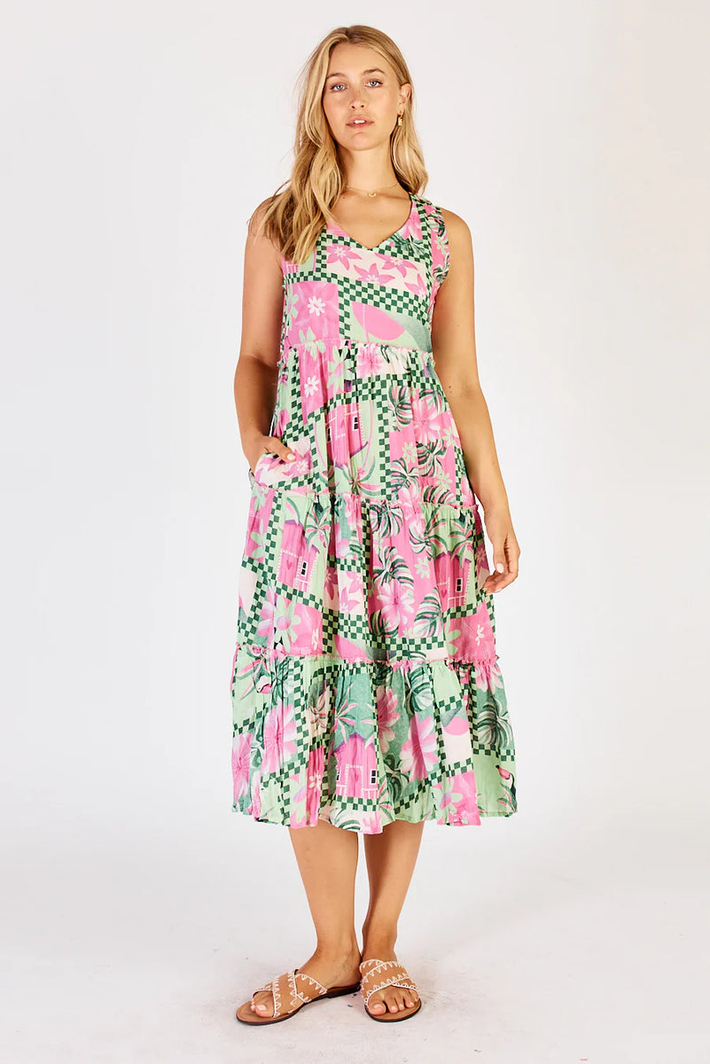 Lulalife Audrey Tiered Midi Dress - Cotton & Sleeveless – Eumundi Style