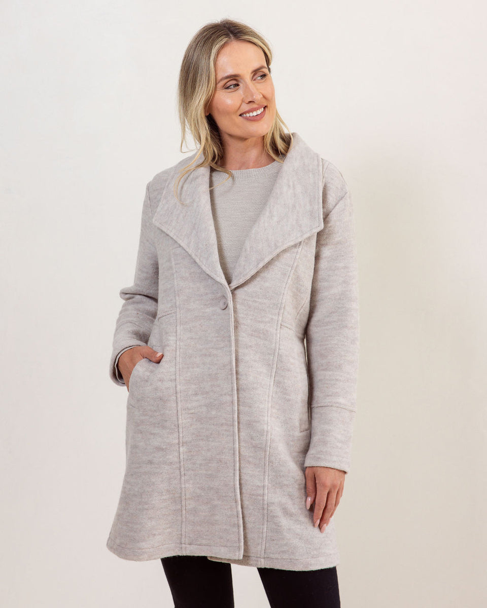 Boiled Wool 1 Button Longline Peacoat - Natural – Eumundi Style
