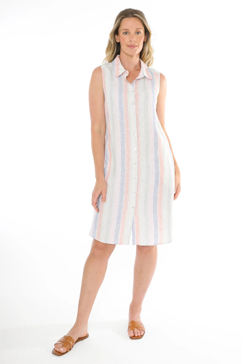 Sunset Stripe Dress - Multi | Summer Stripe Linen Dress – Eumundi Style
