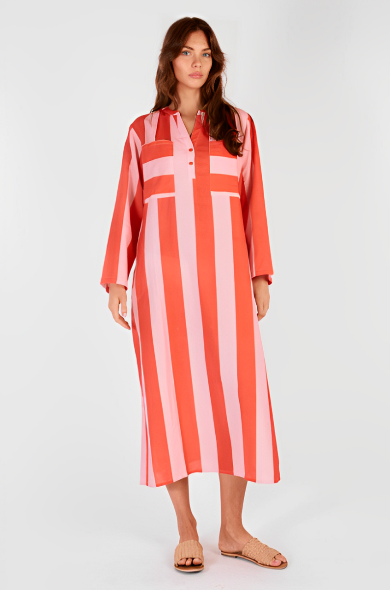ITAMI Jonson LS Dress Coral Stripe – Eumundi Style
