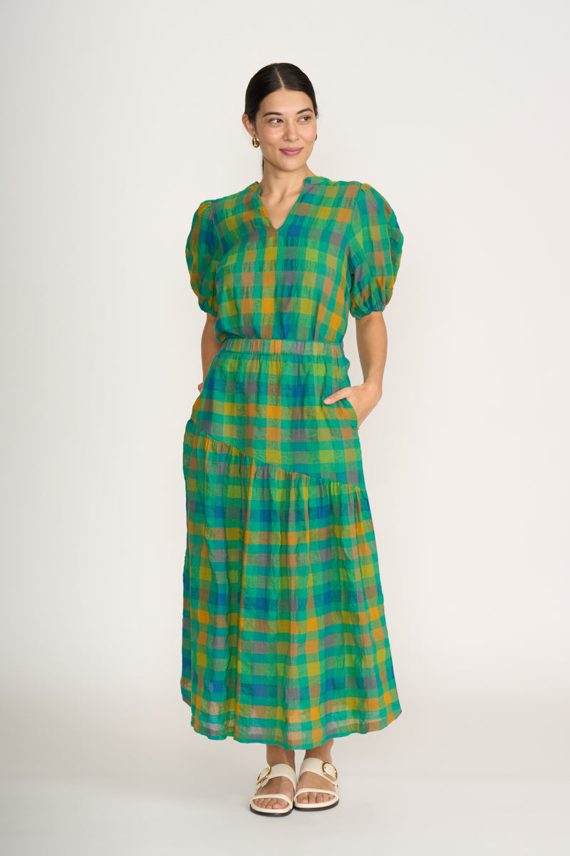 Checkmate Top – Green Check – Eumundi Style