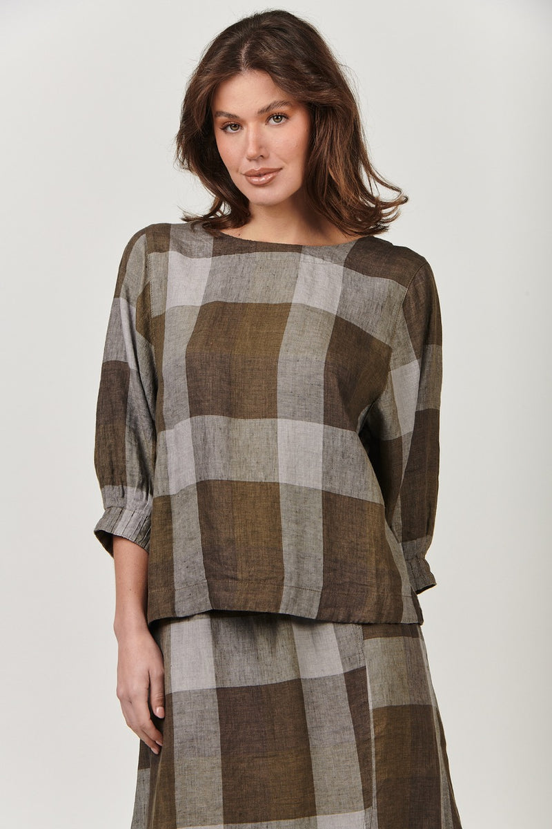 GA410 Linen Top - Breen Plaid – Eumundi Style