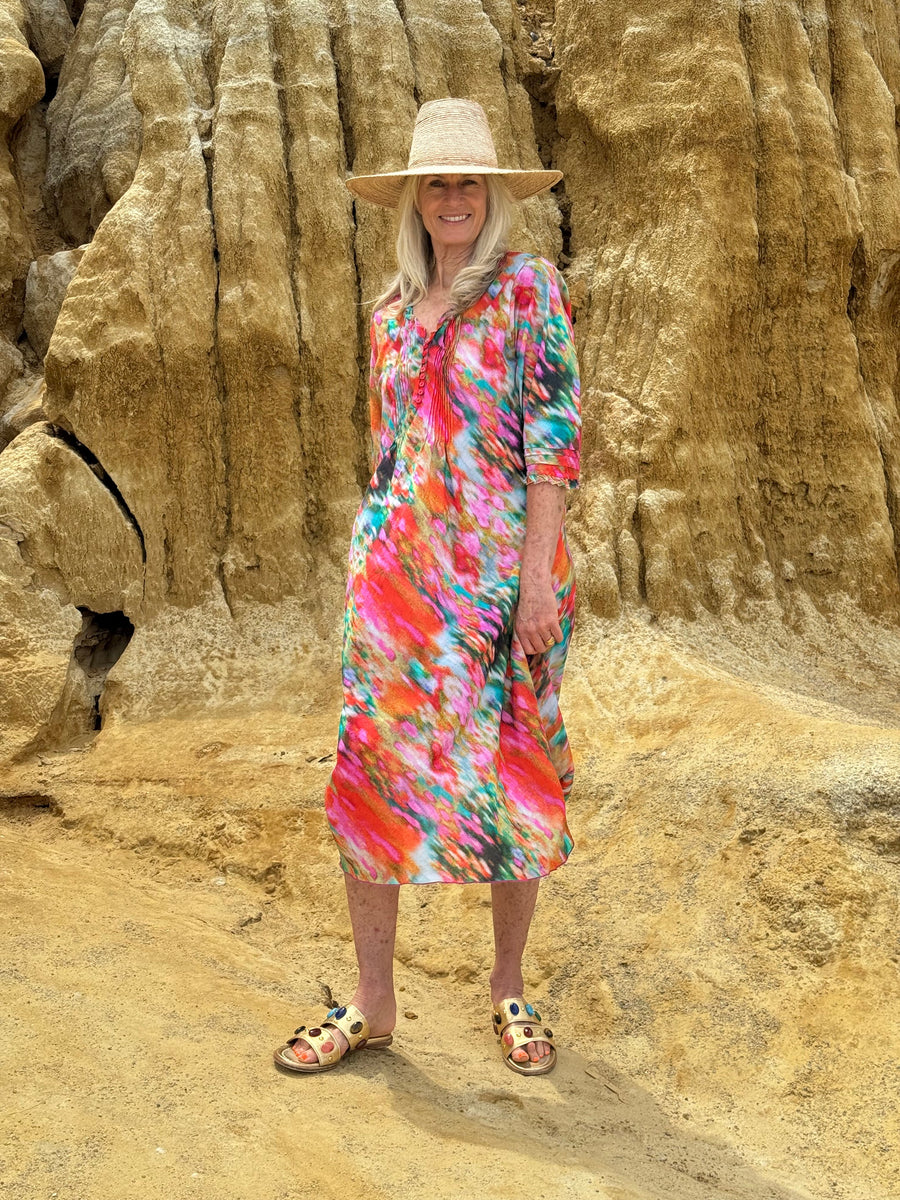 Long Poppy Dress Ithaca Pink | OneSeason – Eumundi Style