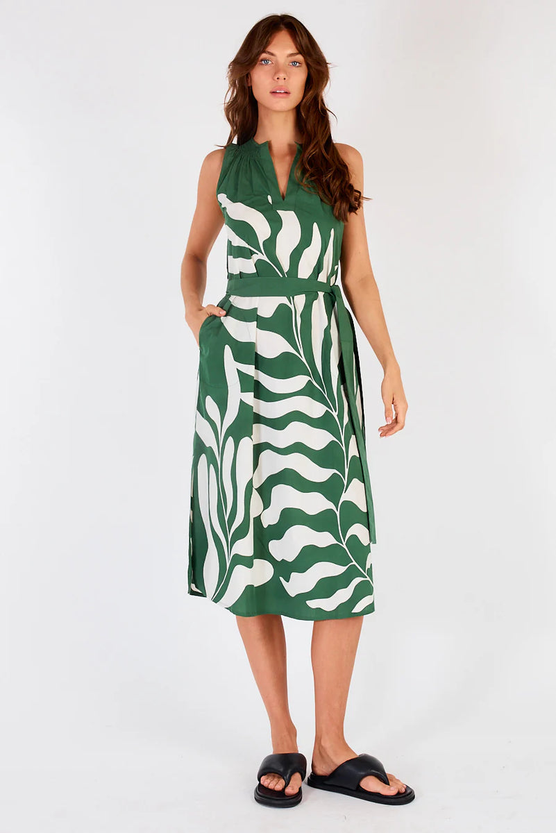Sakanto Sleeveless Dress Hoja Green – Eumundi Style